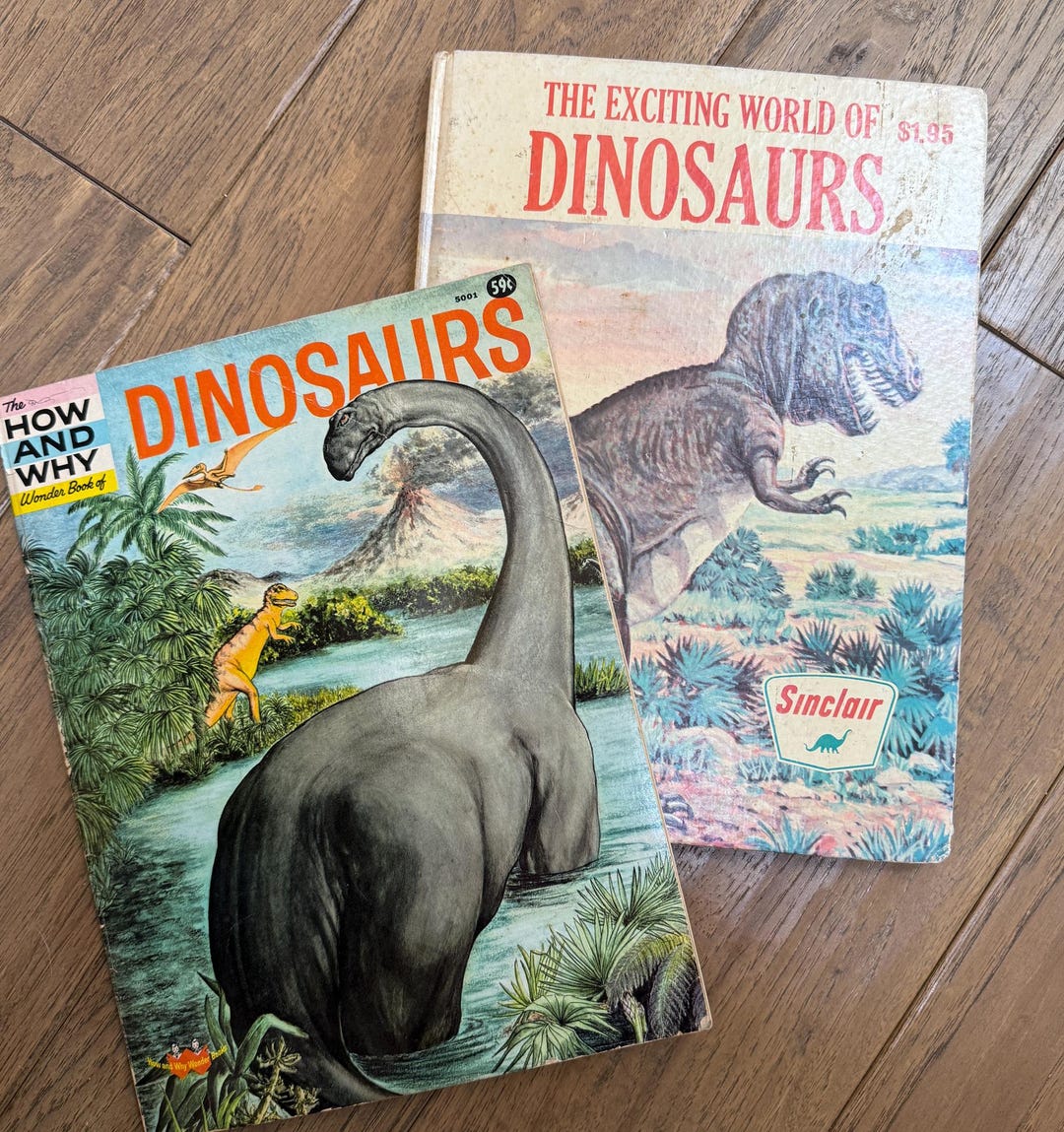 Vintage Dinosaur Book Set of 2, Junk Journal, Scrapbook, Childrens ...