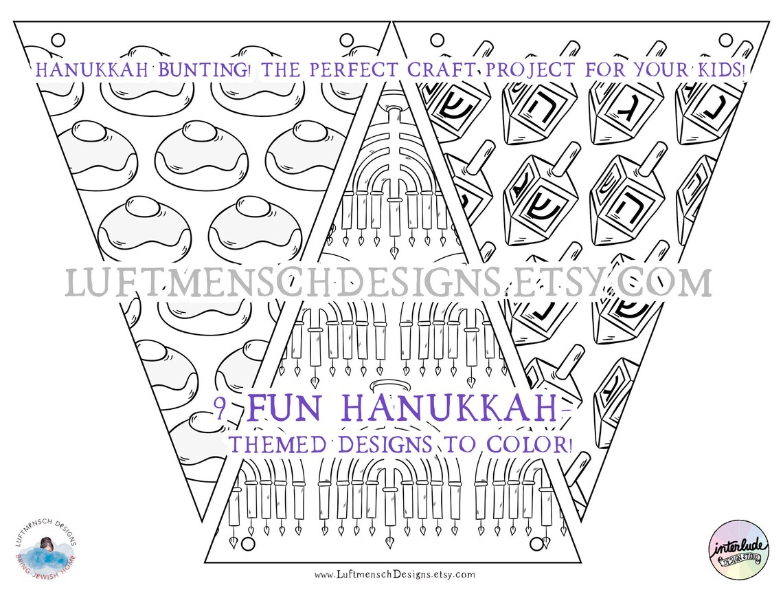 DIY Hanukkah BUNDLE Hanukkah Coloring Bunting and DIY - Etsy
