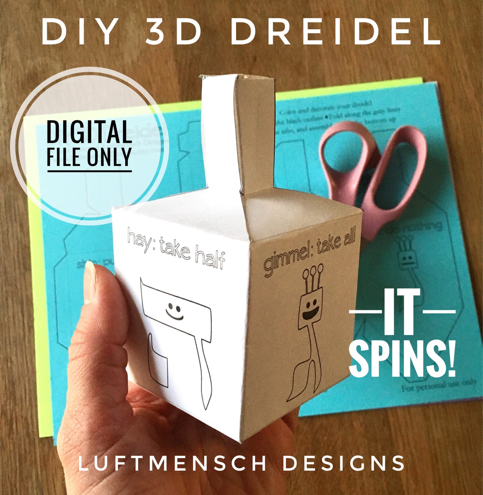 Paper Dreidel, Dreydel, Hanukkah Decoration, Coloring Page, Hanukkah ...