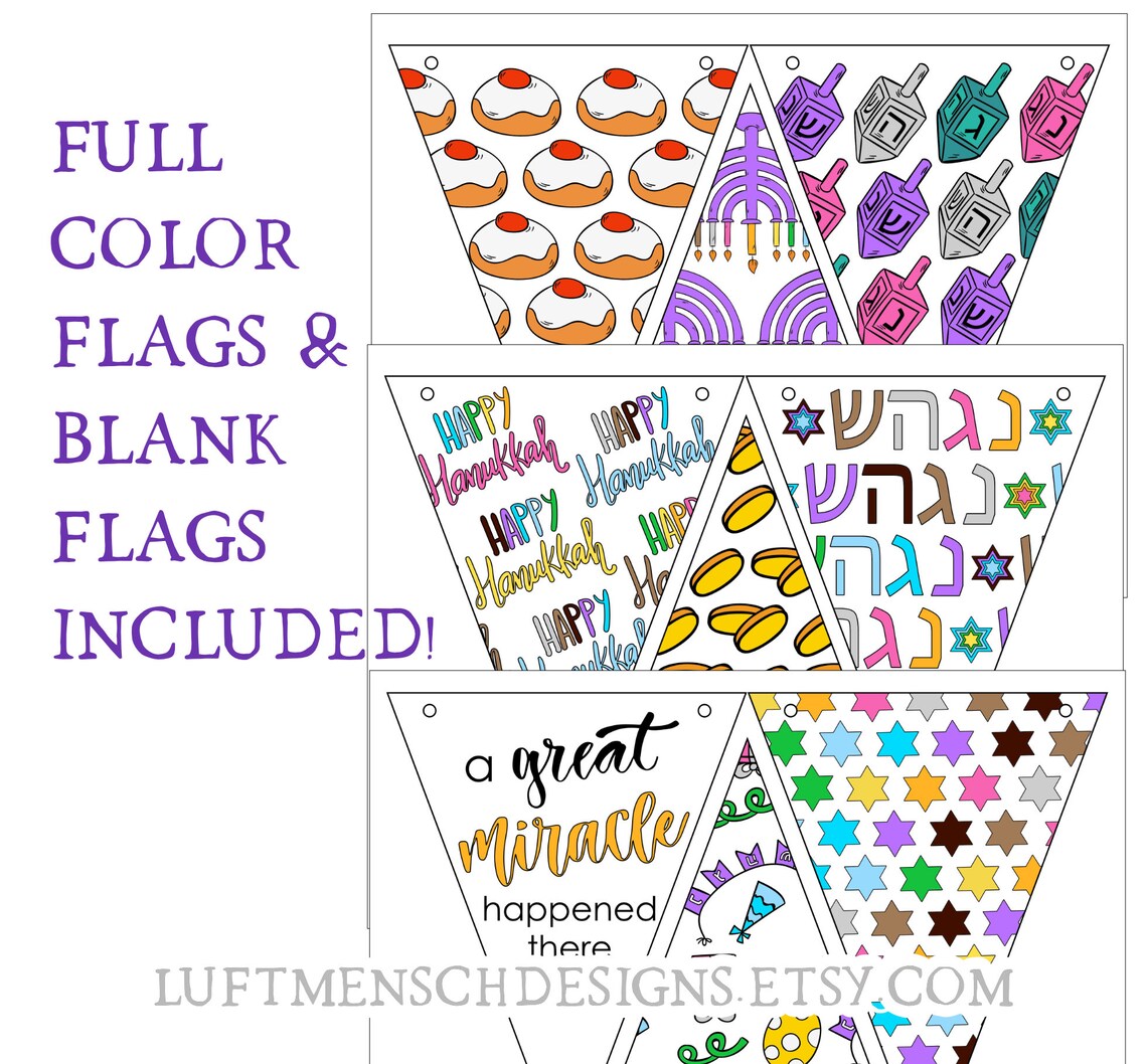 DIY Hanukkah BUNDLE Hanukkah Coloring Bunting and DIY - Etsy