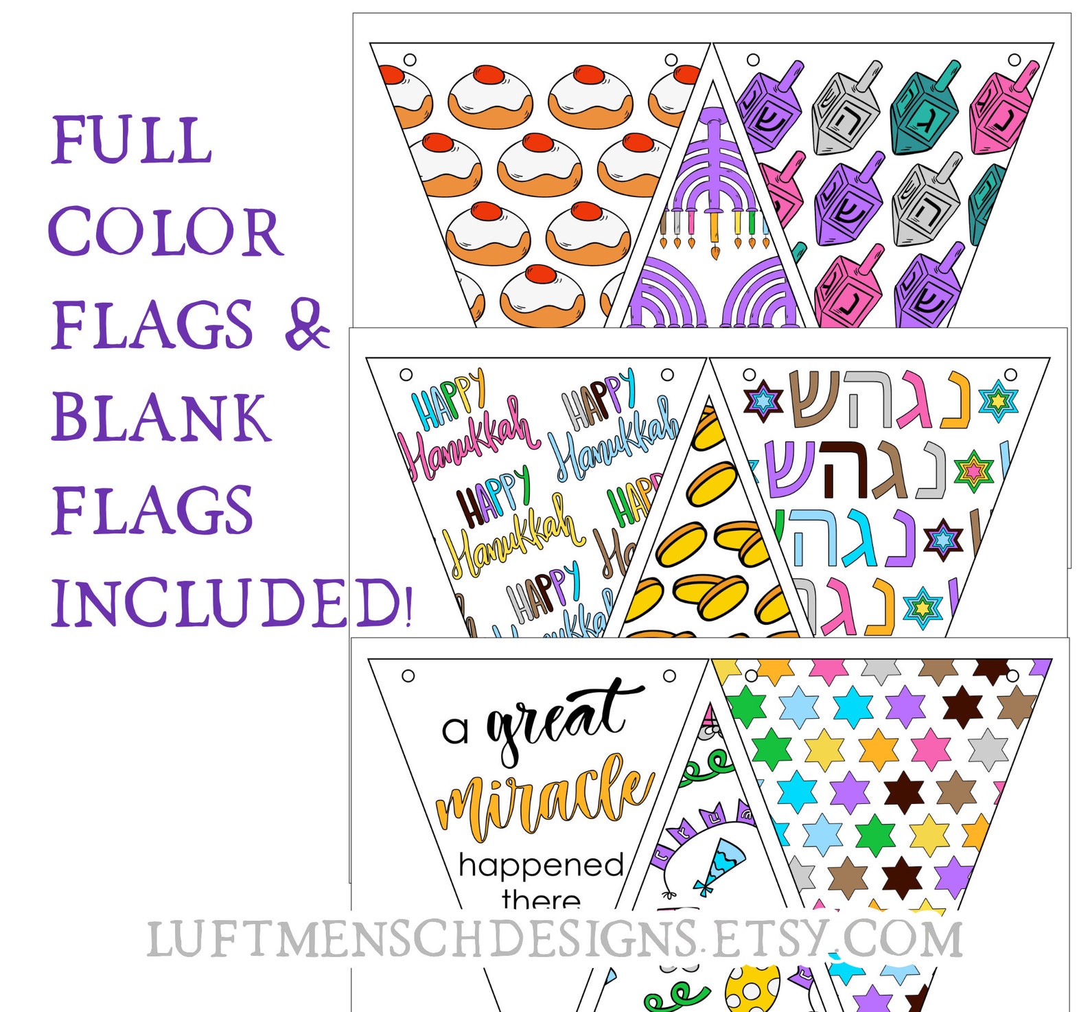 DIY Hanukkah BUNDLE Hanukkah Coloring Bunting and DIY - Etsy