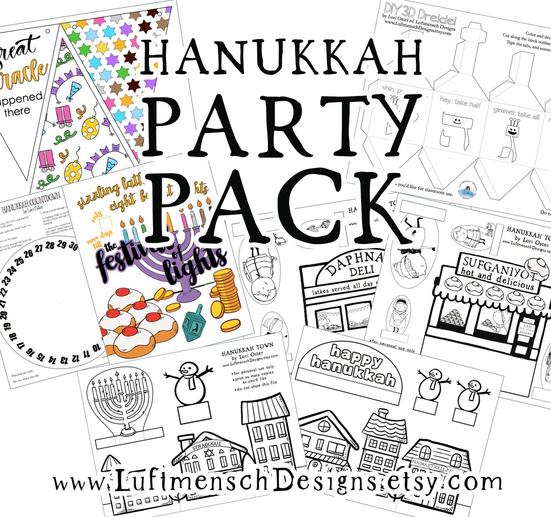 Hanukkah Party Pack Chanukah Printables Jewish Crafts - Etsy España