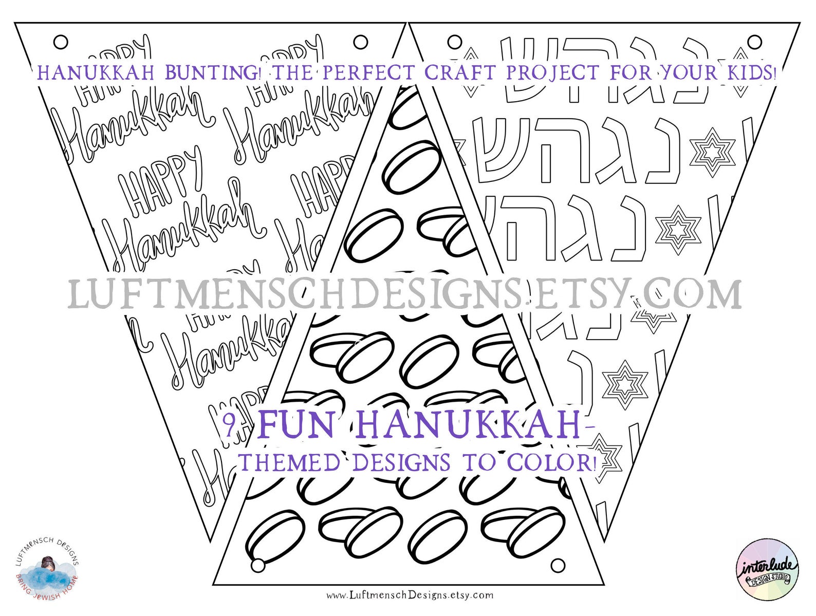 DIY Hanukkah BUNDLE Hanukkah Coloring Bunting and DIY - Etsy
