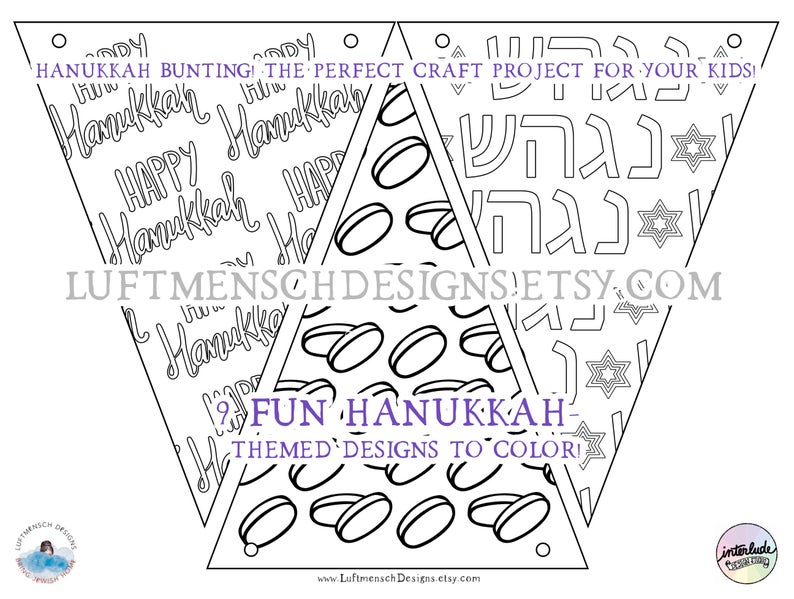 DIY Hanukkah BUNDLE Hanukkah Coloring Bunting and DIY - Etsy