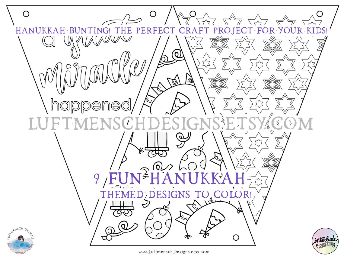 DIY Hanukkah BUNDLE Hanukkah Coloring Bunting and DIY - Etsy