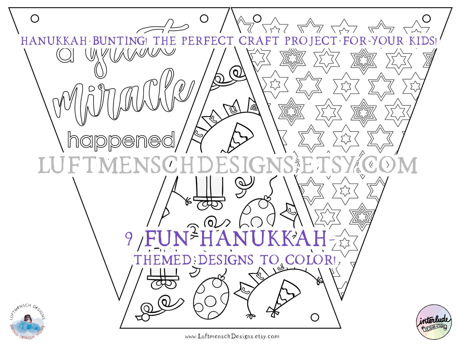 DIY Hanukkah BUNDLE Hanukkah Coloring Bunting and DIY - Etsy