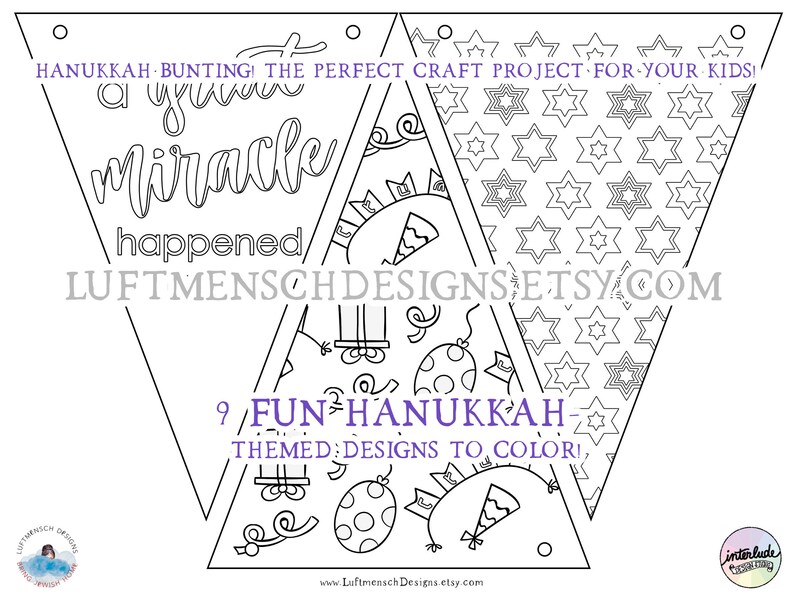 DIY Hanukkah BUNDLE Hanukkah Coloring Bunting and DIY - Etsy