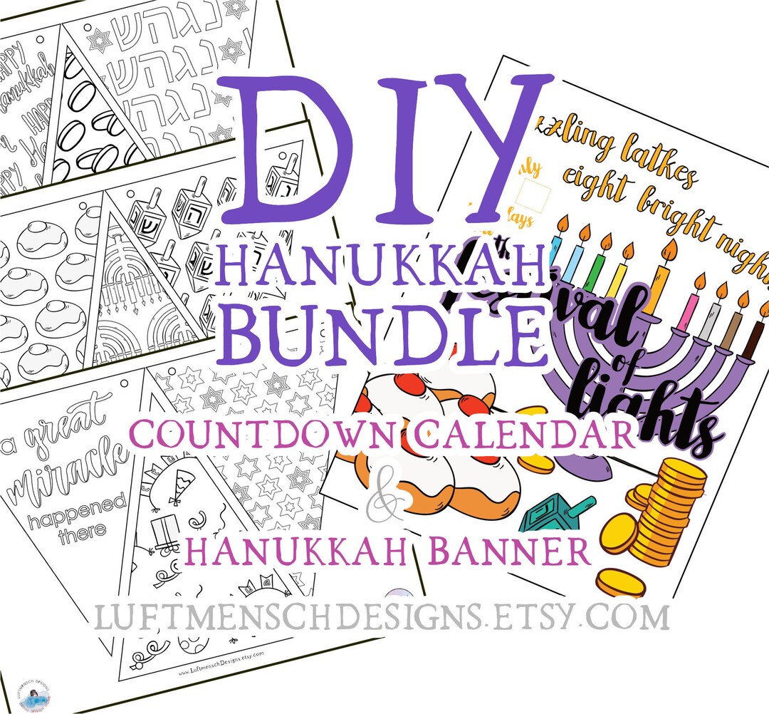 DIY Hanukkah BUNDLE Hanukkah Coloring Bunting and DIY - Etsy
