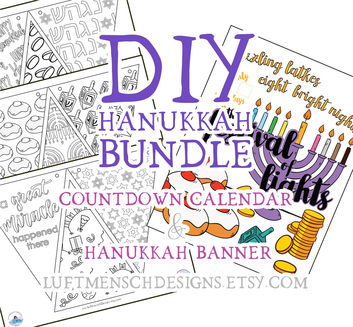 DIY Hanukkah BUNDLE Hanukkah Coloring Bunting and DIY - Etsy