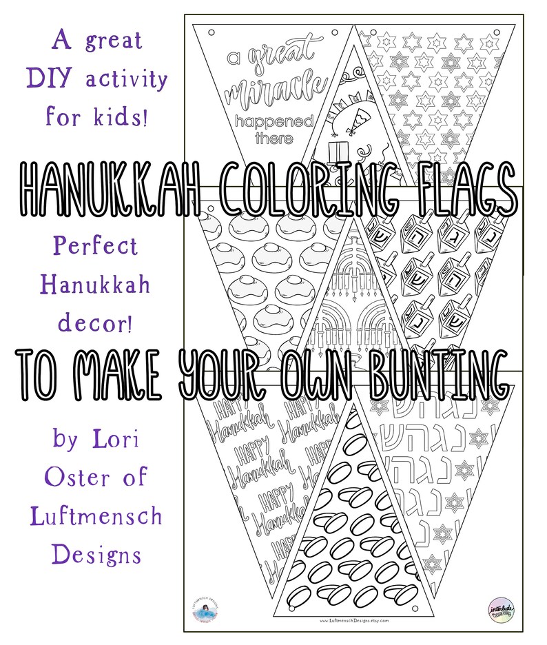DIY Hanukkah BUNDLE Hanukkah Coloring Bunting and DIY - Etsy