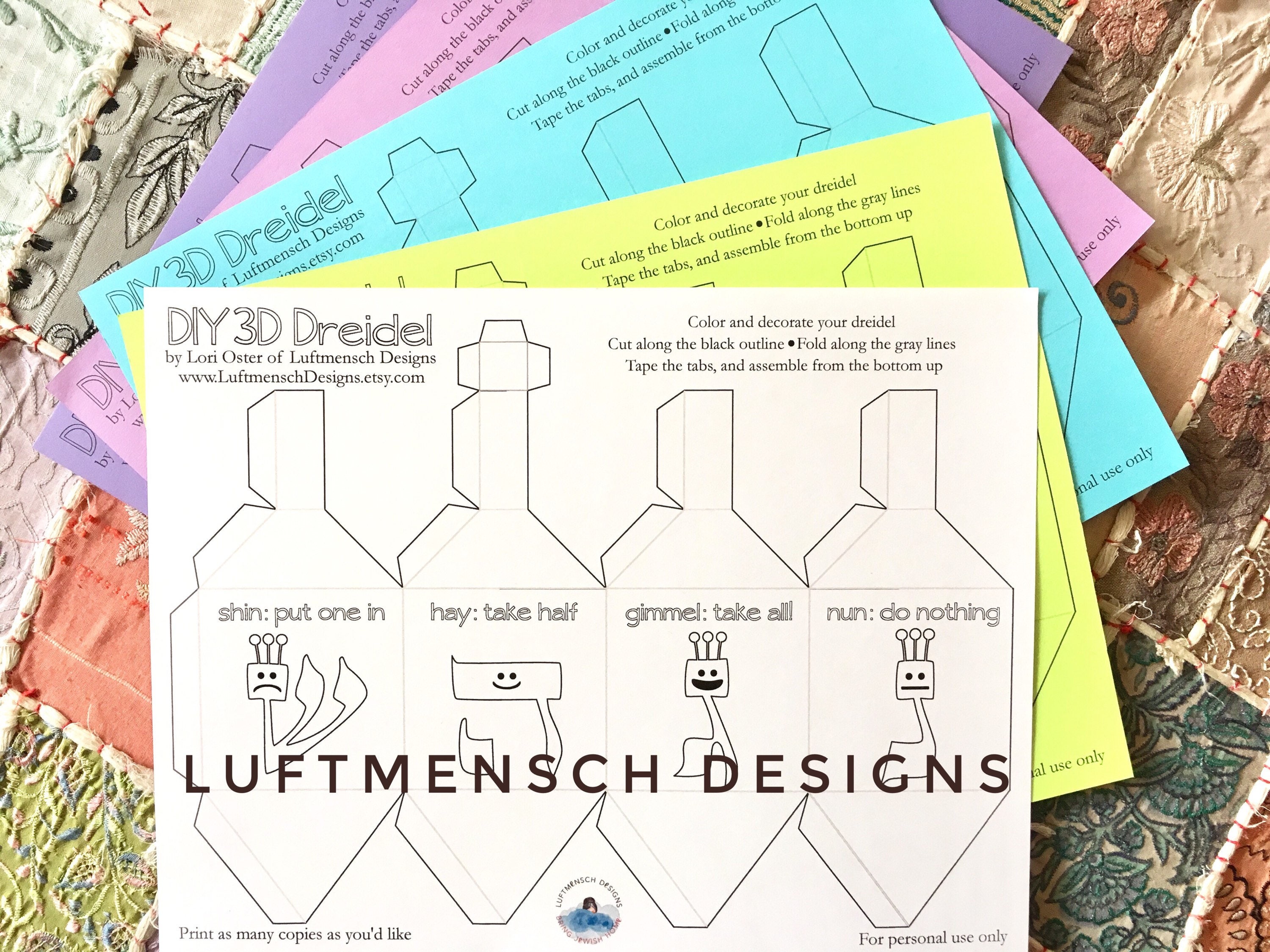 Paper Dreidel, Dreydel, Hanukkah Decoration, Coloring Page, Hanukkah ...