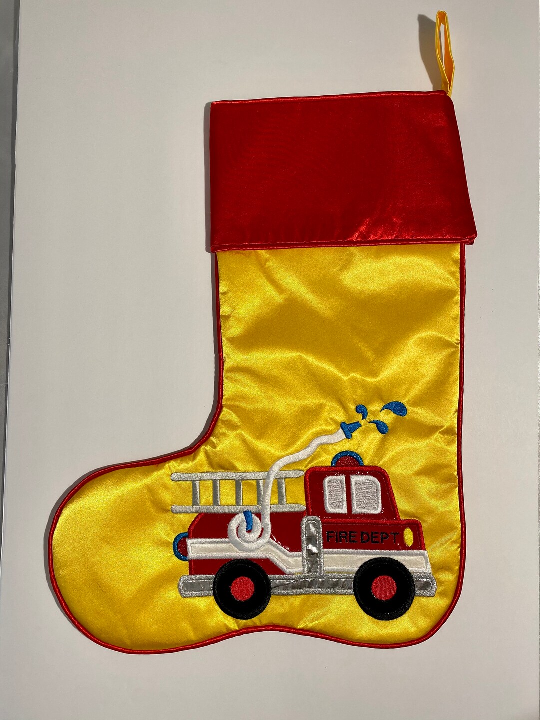 Embroidered Appliquéd Fire Truck Stocking - Etsy