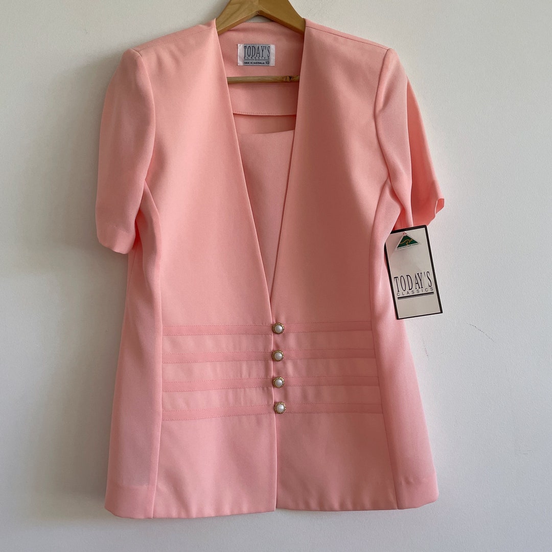 Vintage 80s 90s Peach Pink Top Blouse Set Suit Retro New. - Etsy