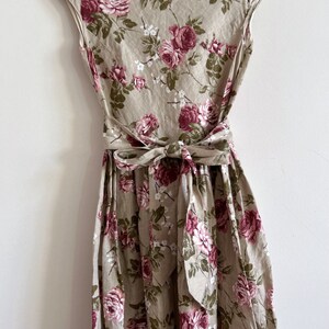 Vintage Floral Print Dress Beige Pink Flower Tea Dress A-line - Etsy