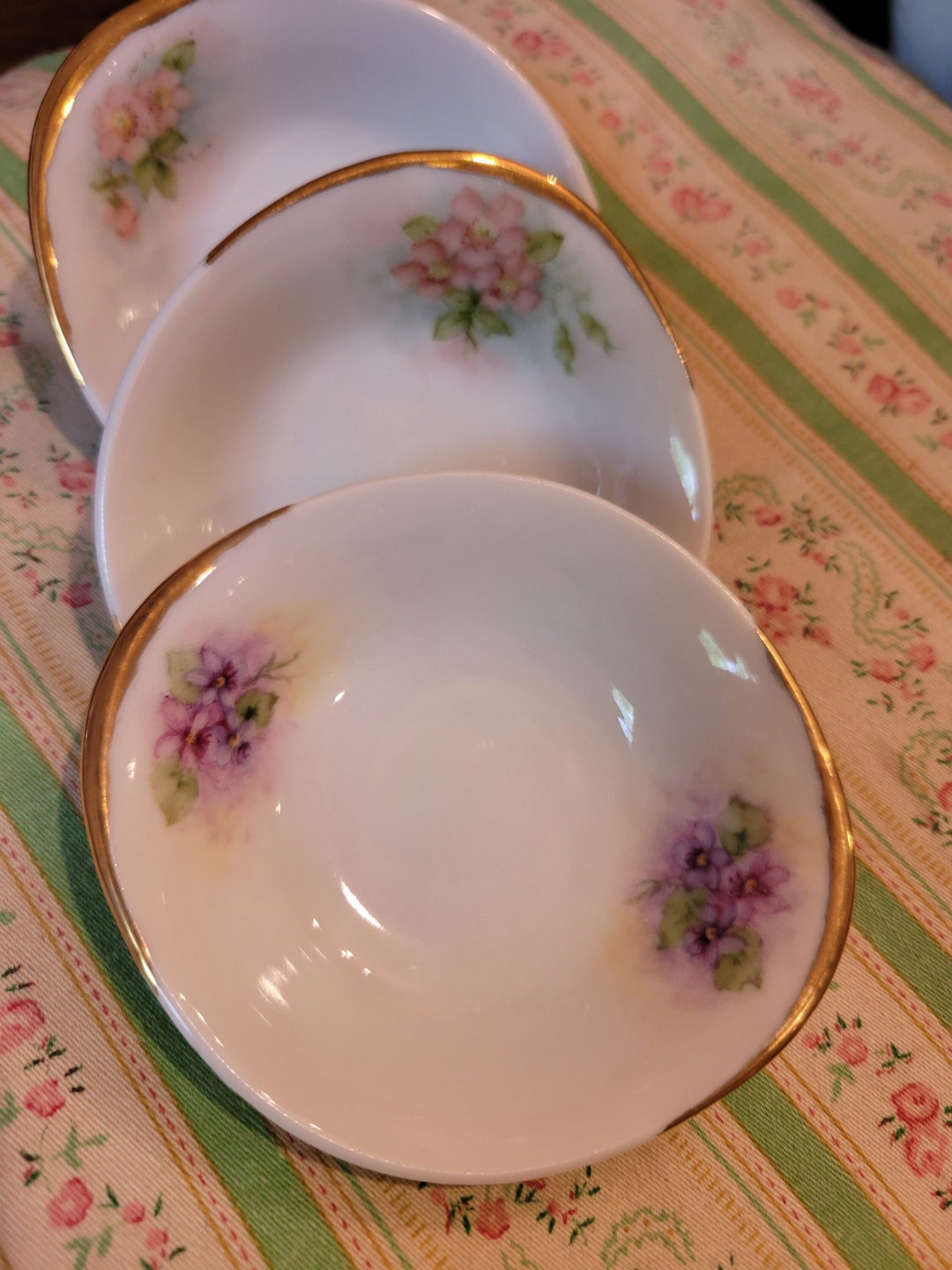 Antique Salt Dishes 6 Hand Painted Signed Cottage Love - Etsy