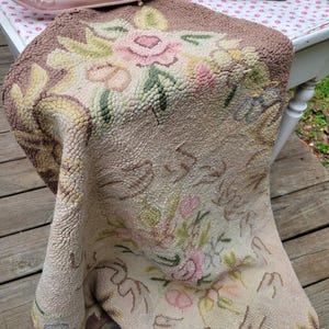 Antique Hooked Rug Farmhouse Shabby Chic Cottage Rug - Etsy