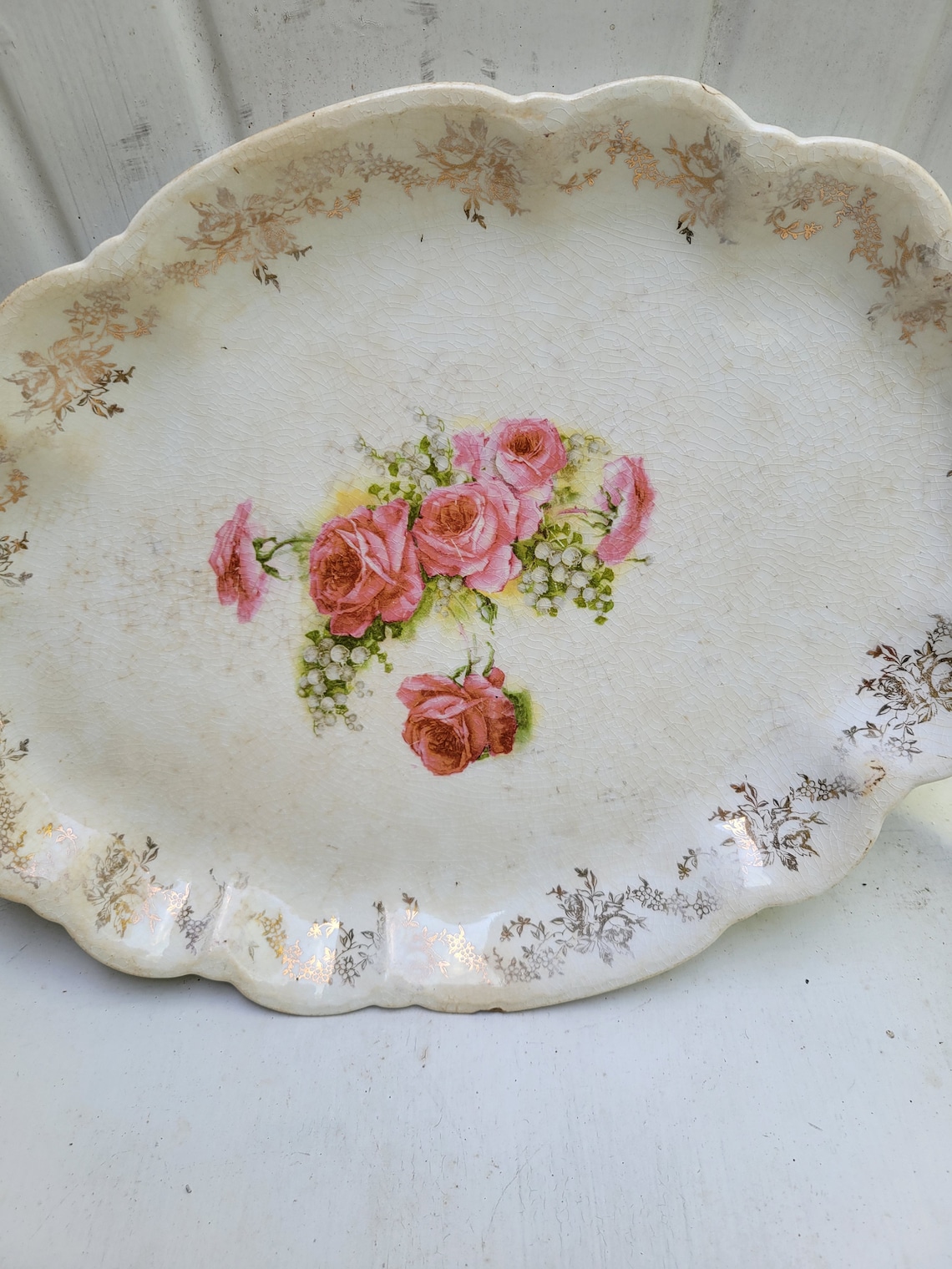 Country Farmhouse Platter Roses Shabby Chic Farmhouse - Etsy