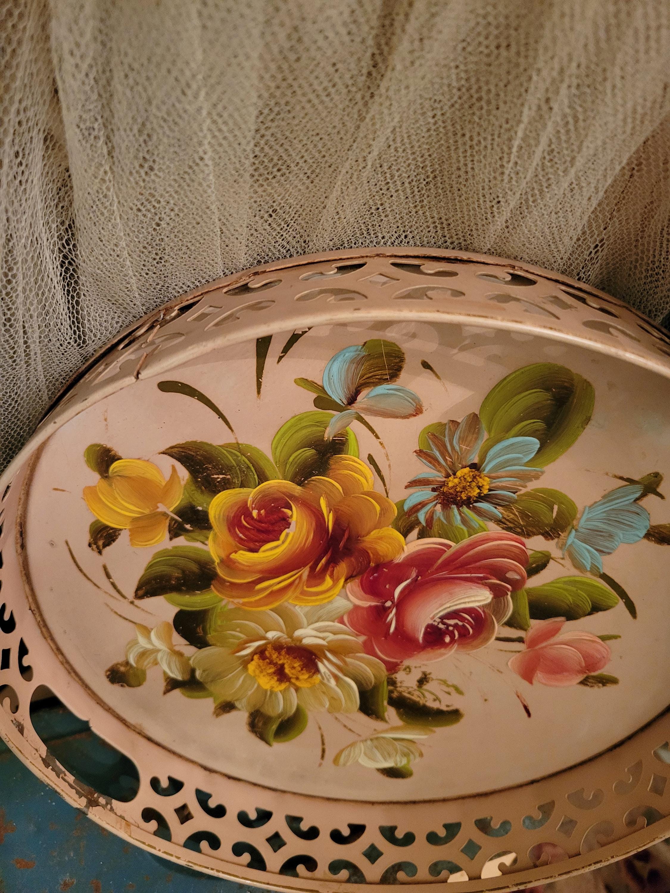 Vintage Tole Tray Roses Peachy Pink Shabby Chic - Etsy