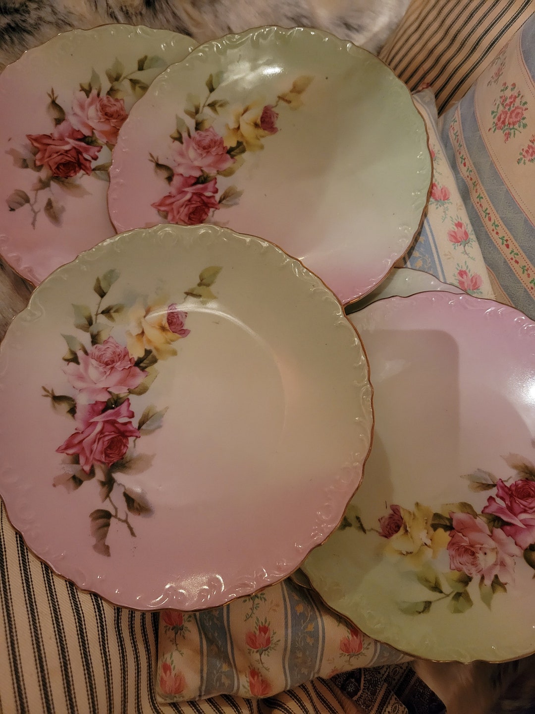 Antique Roses Plates Sweet Shabby Romance Shabby Chic - Etsy