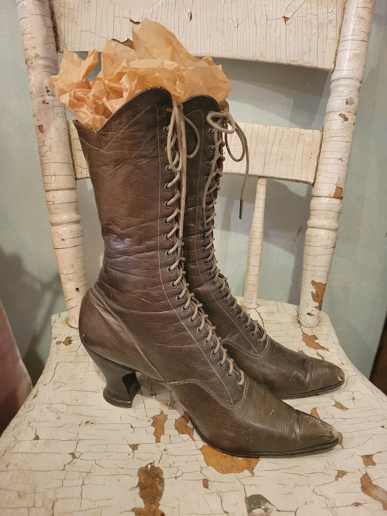 Antique Victorian Boots Ladies Lace Boots Grey Color - Etsy