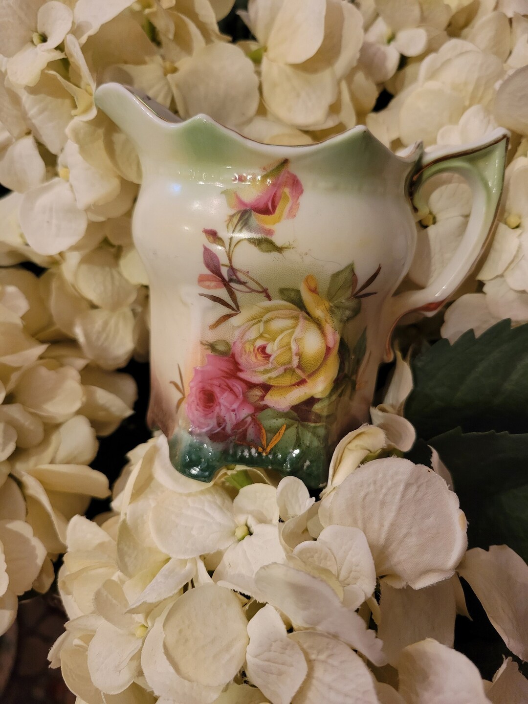Antique Creamer Pitcher Roses Cottage Romance - Etsy