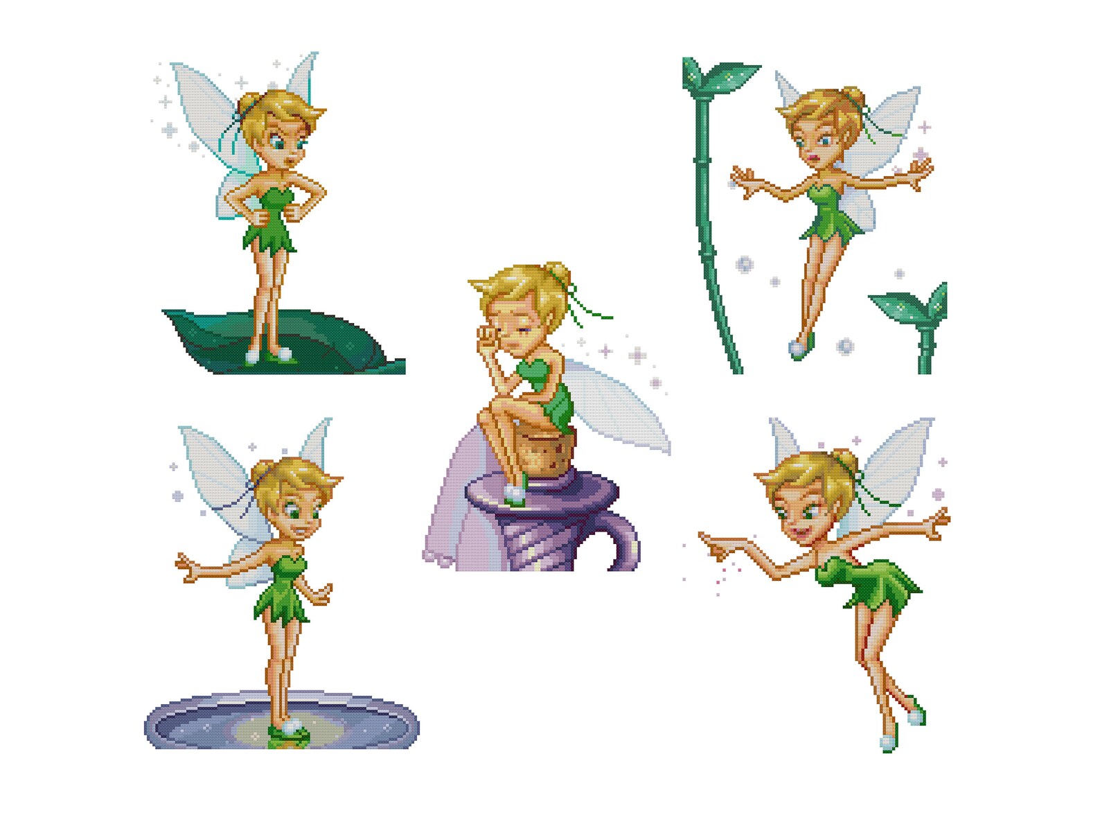 Tinkerbell 5 Cross Stitch Patterns - Etsy