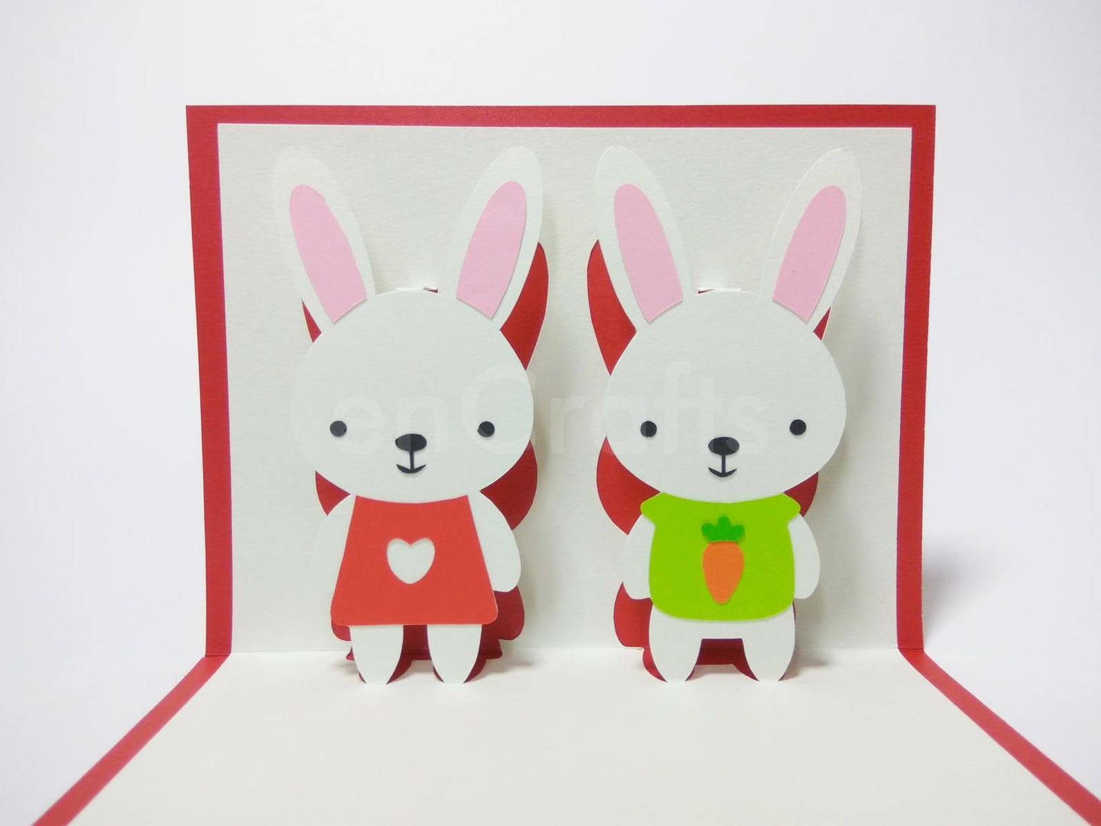 Rabbit Bunny Couple Pop up Card - Etsy