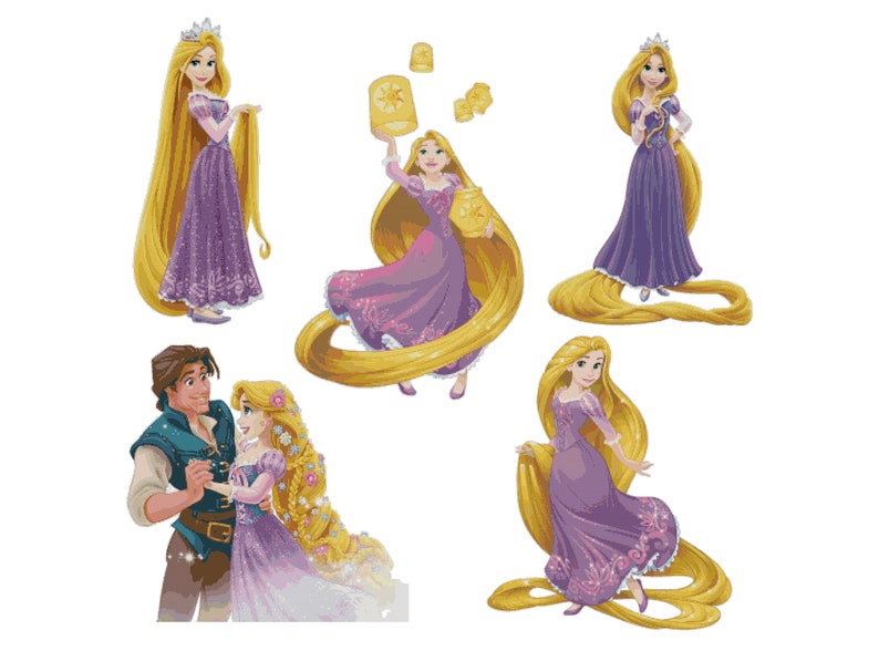 Rapunzel Cross Stitch 5 Patterns - Etsy
