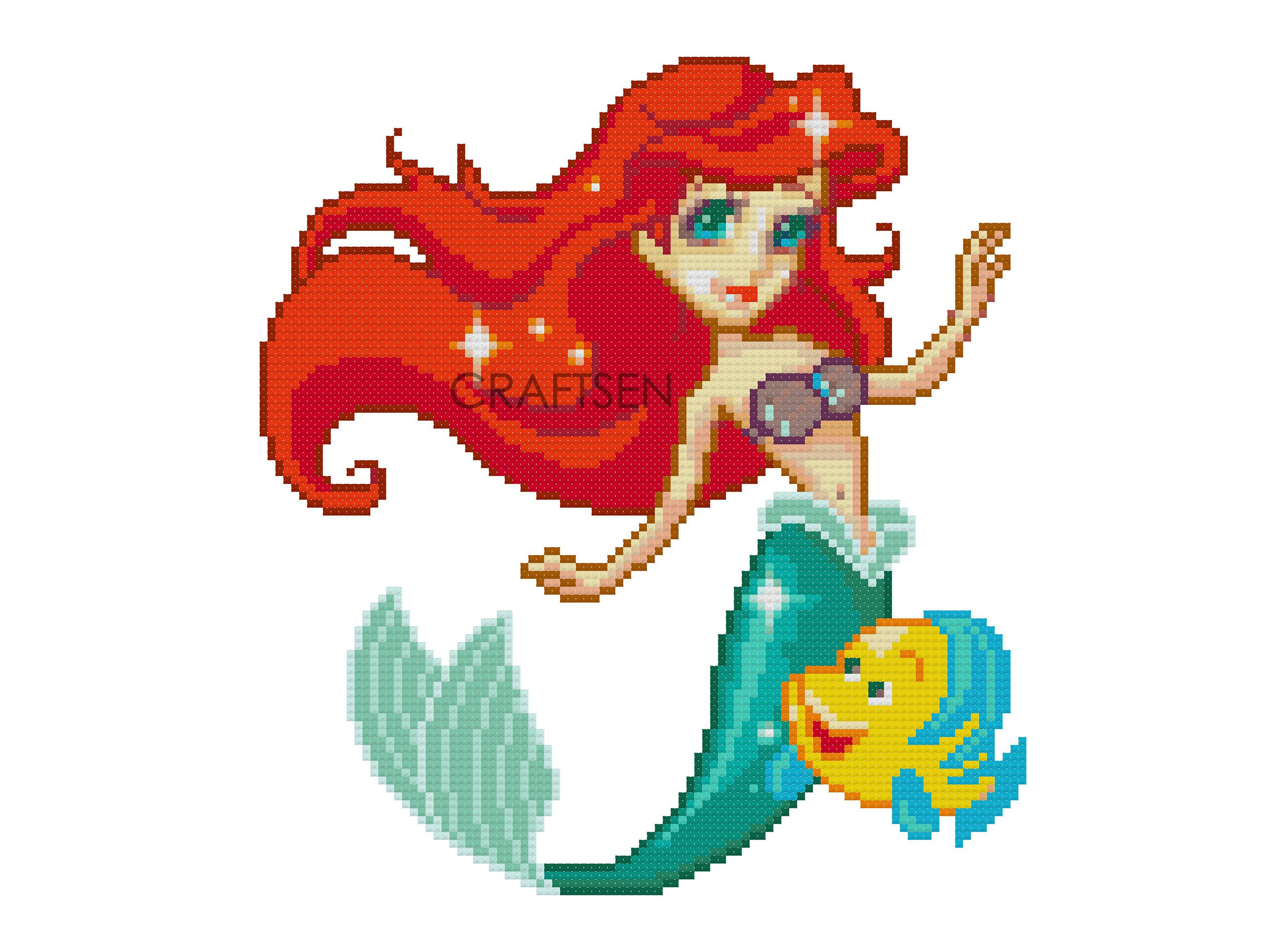 Little Mermaid Princess Ariel 5 Cross Stitch Patterns - Etsy
