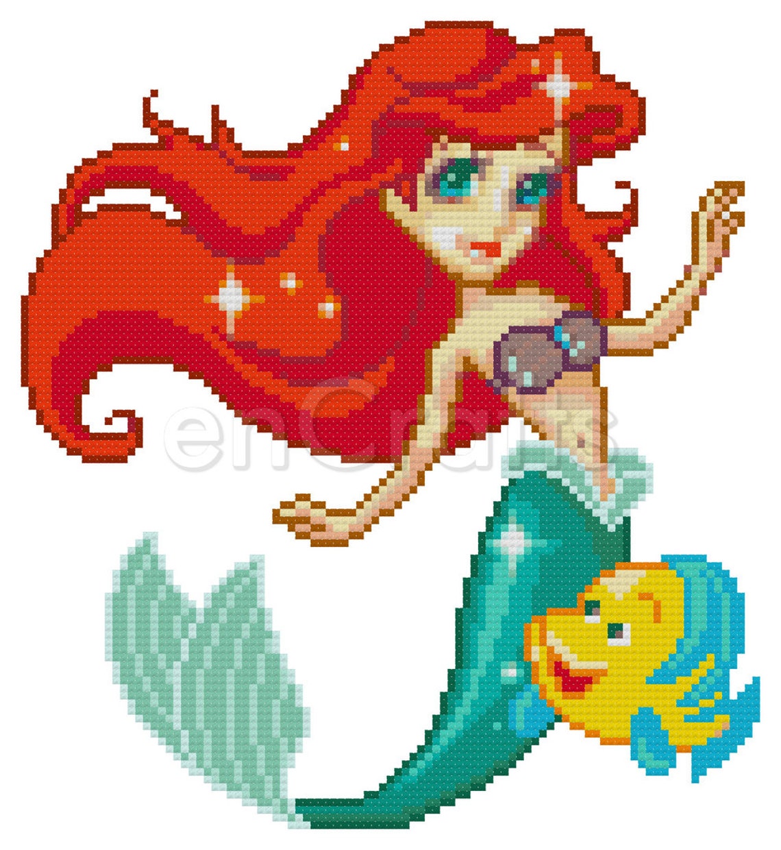 Little Mermaid Princess Ariel 5 Cross Stitch Patterns | Etsy
