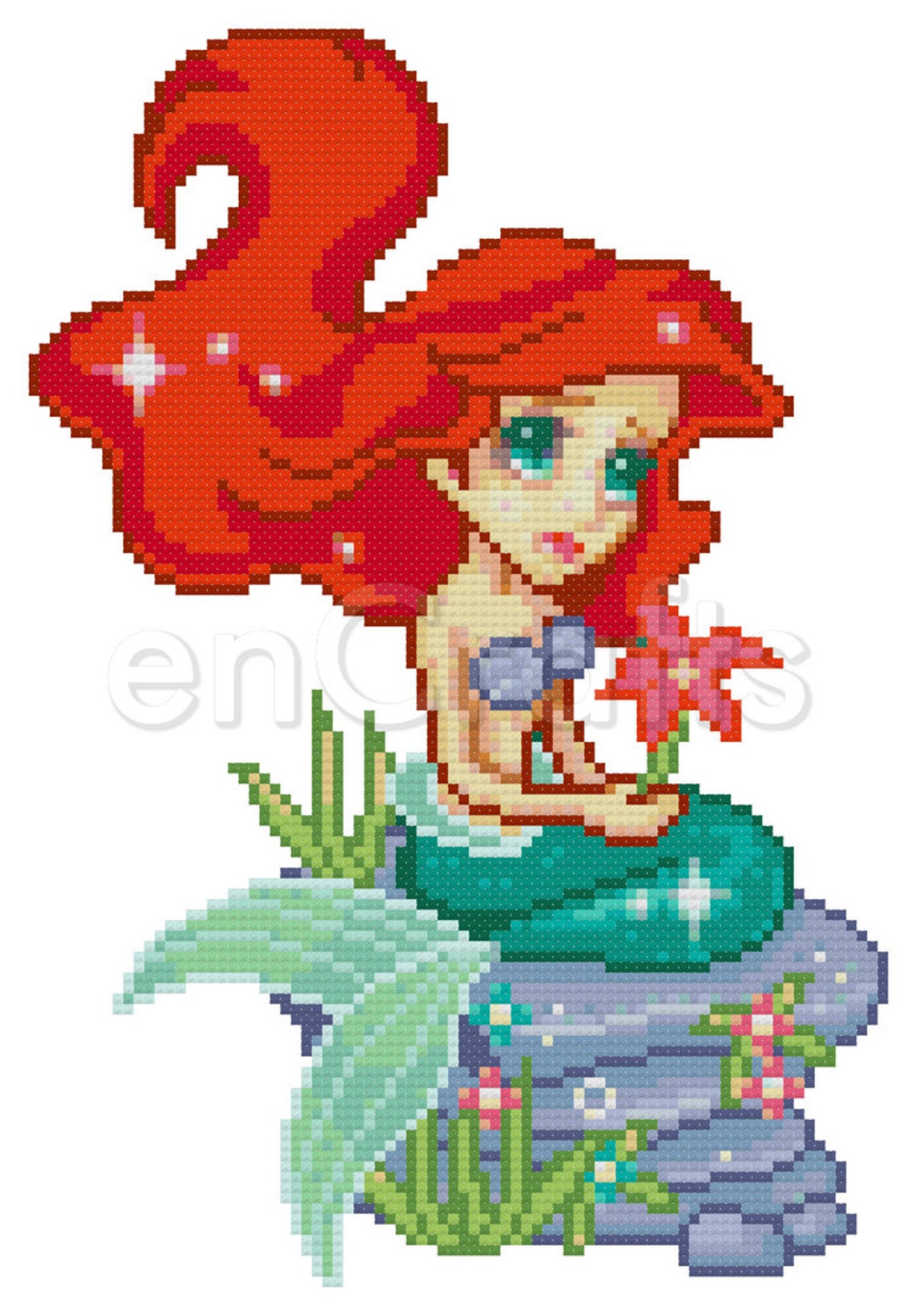 Little Mermaid Princess Ariel 5 Cross Stitch Patterns | Etsy