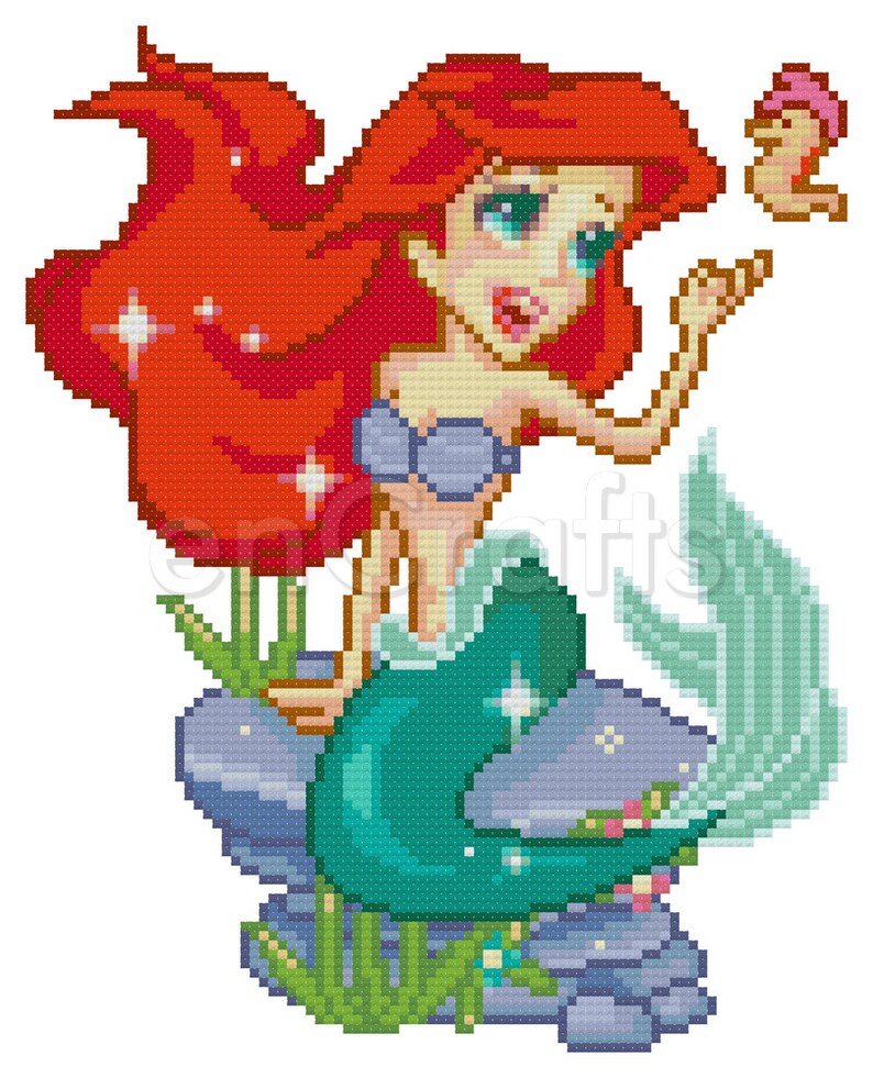 Little Mermaid Princess Ariel 5 Cross Stitch Patterns - Etsy