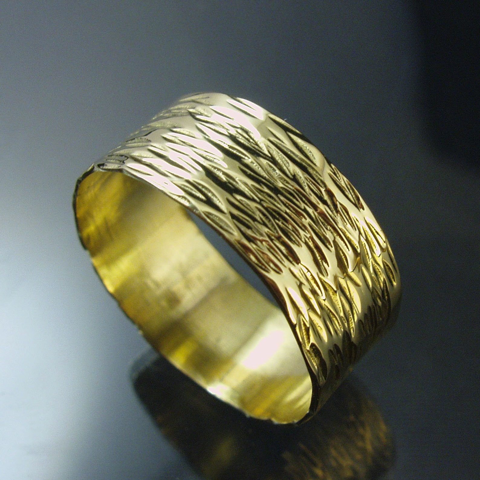 Mens Wedding Band Solid Gold Ring Beach Waves Ring Recycled | Etsy