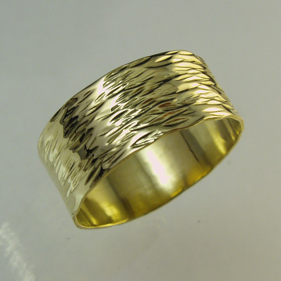 Mens Wedding Band Solid Gold Ring Beach Waves Ring Recycled | Etsy