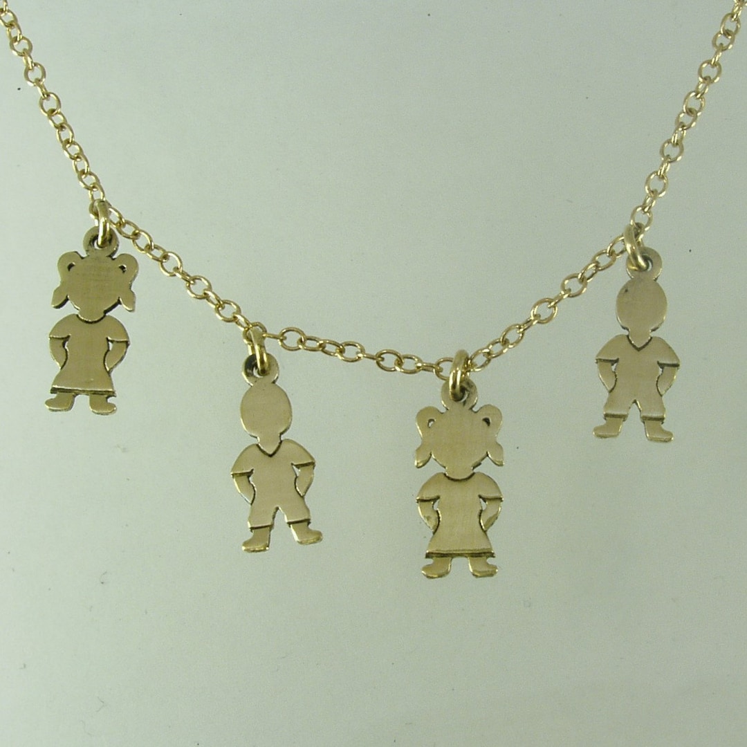 Children 14K Solid Gold Necklace,children Pendant,children Gold Chain ...