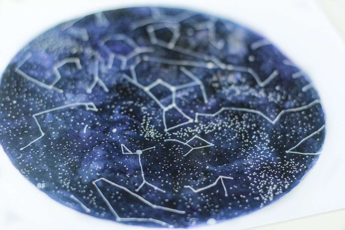 DIGITAL Fine Art Print Watercolor Star Chart Print Constellations Night ...