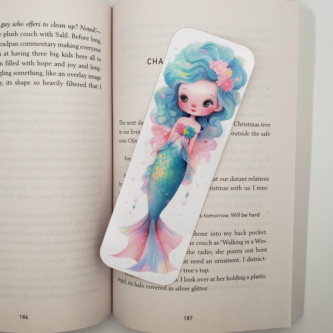 Cute Mermaid Laminated Bookmark, Book Lover Gift - Etsy
