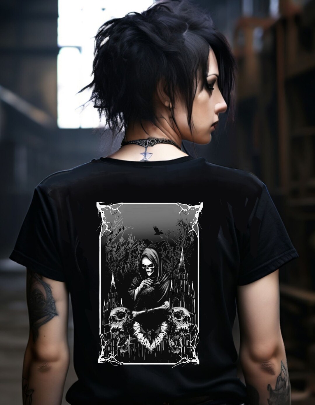 Perfect Weight® Tee, Original, Gothic, Print Tee, Death, Crows, Skulls ...