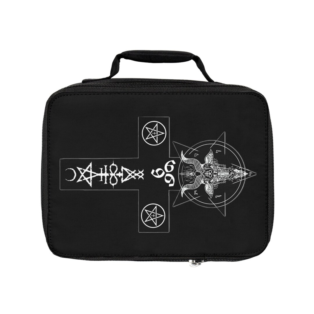 Lunch Bag Insulated Zip-up Gothic Black Metal Fan Demonic Design ...