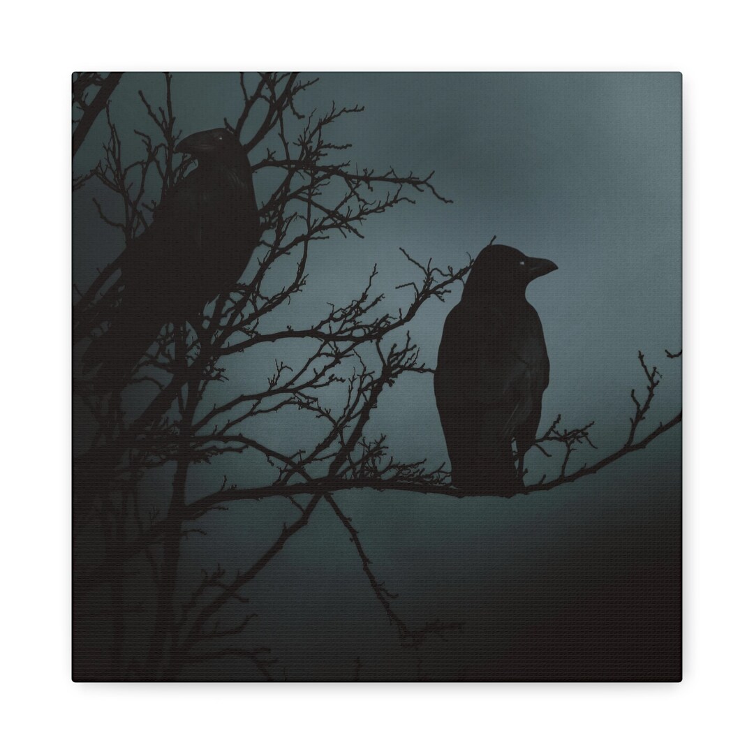 Classic Square Canvas Original Photo Print Crow in Huge Moonlight Dark ...