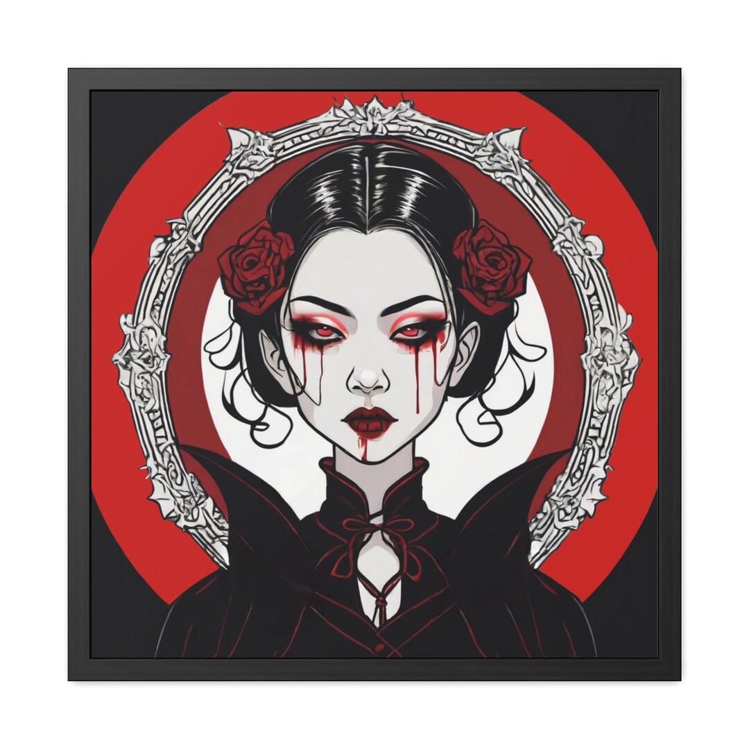 Framed Posters Goth Geisha Vampire Girl Original Design Square Framed ...