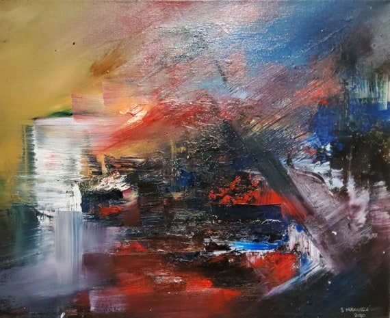 Persistent Reactivity Abstract Oil Painting on Stretched - Etsy