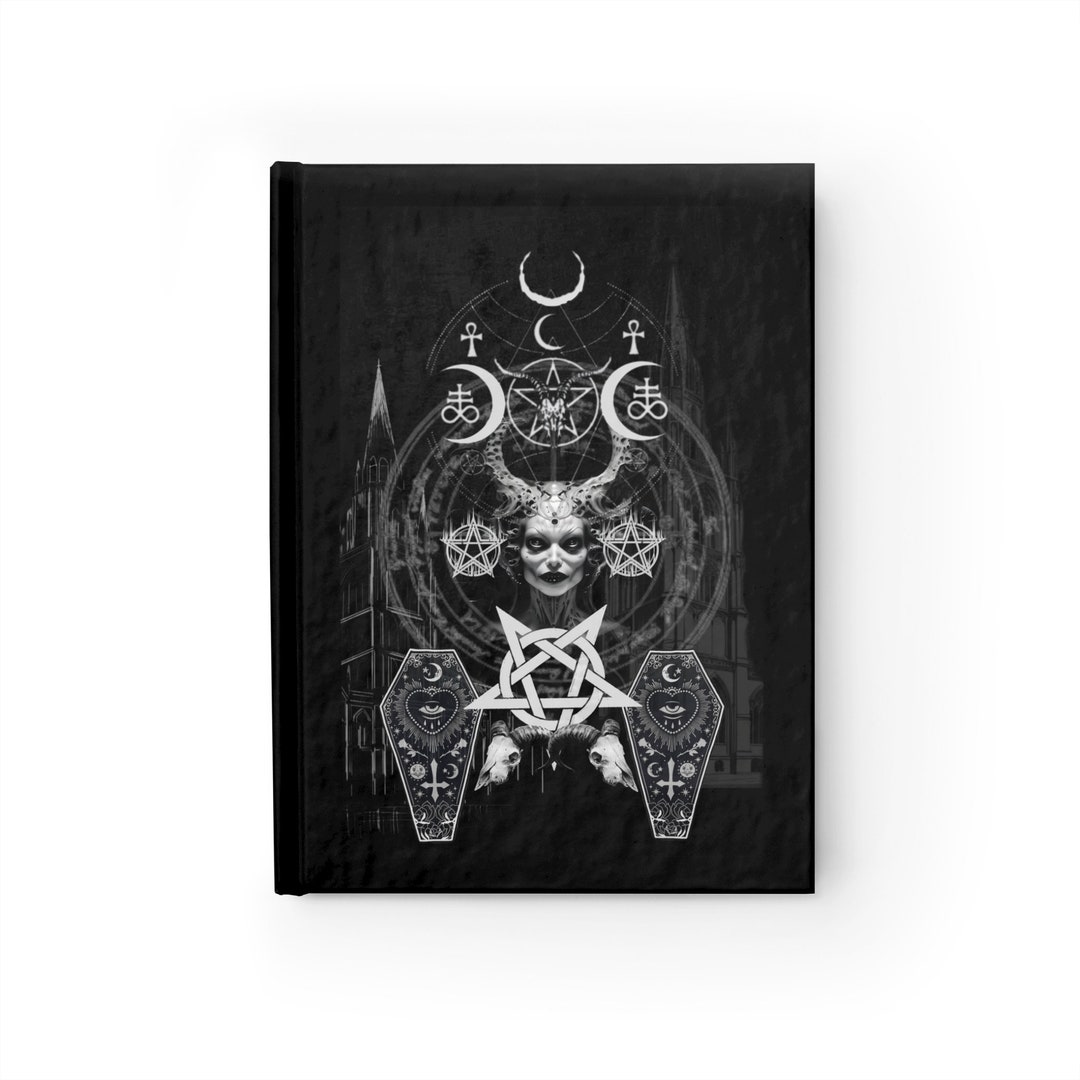 Journal Ruled Line Goth Girl Black Metal Dark Art Note Book Satanic Symbols Skulls