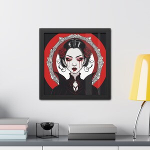 Framed Posters Goth Geisha Vampire Girl Original Design Square Framed ...
