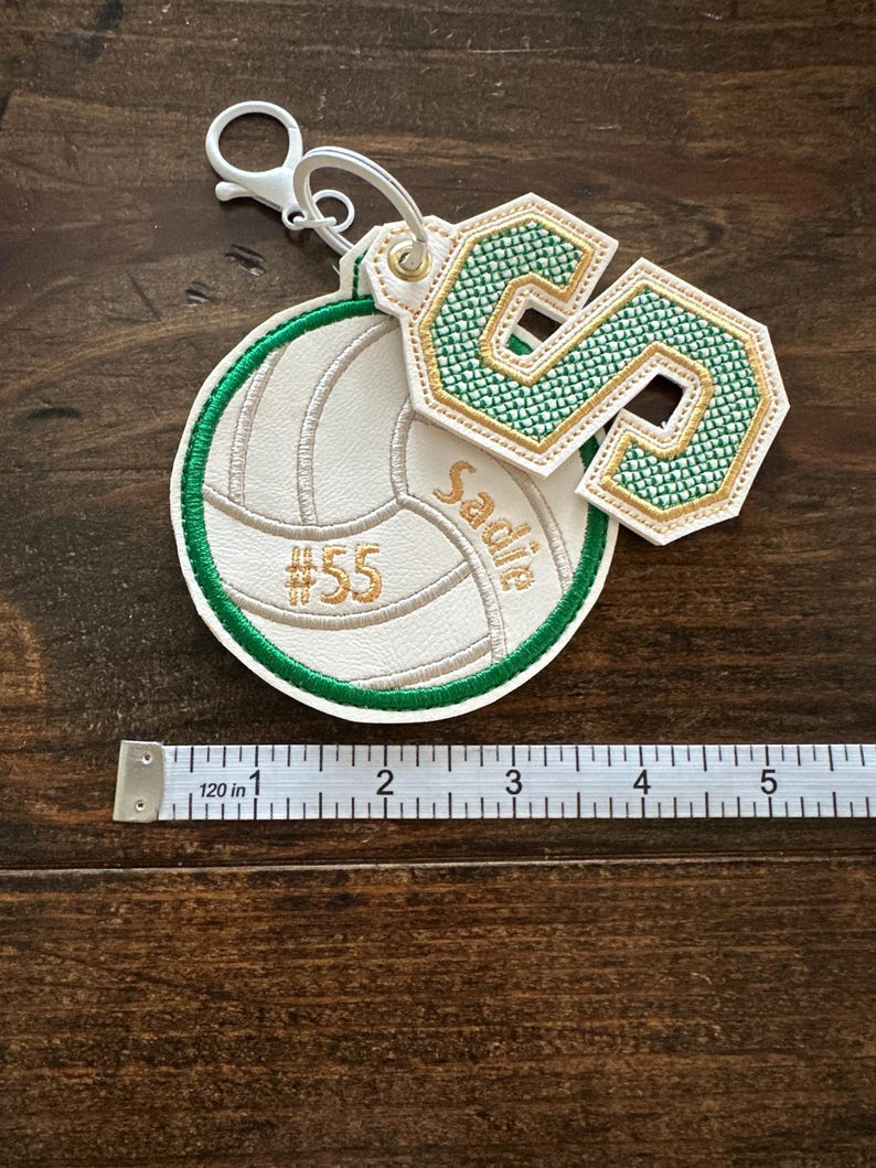 Volley Ball Key Fob With Initial | Volleyball Key Chain | Bag Tag ...