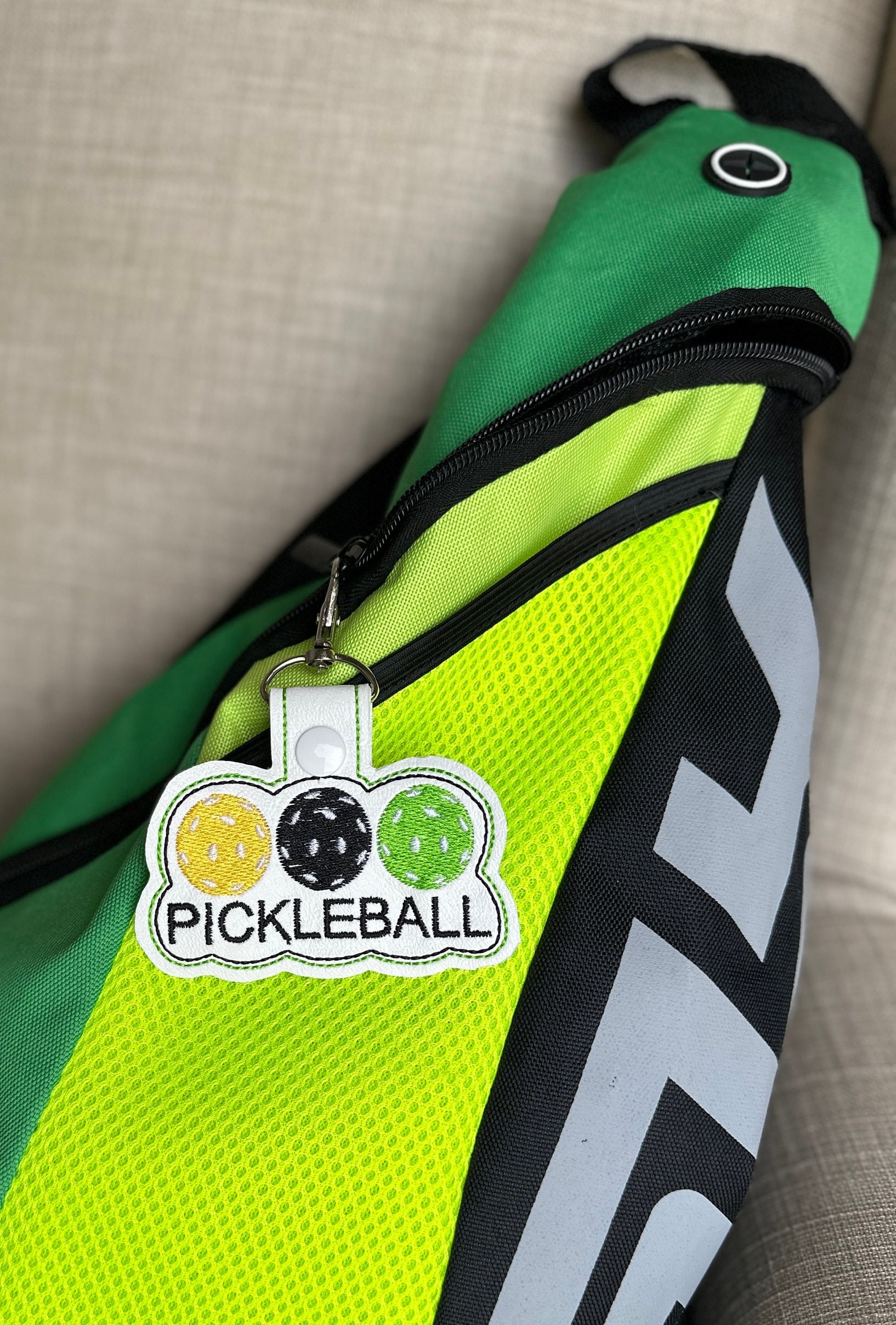 Pickleball Key Fob | Pickleball Key Chain | Bag Tag | Embroidered ...