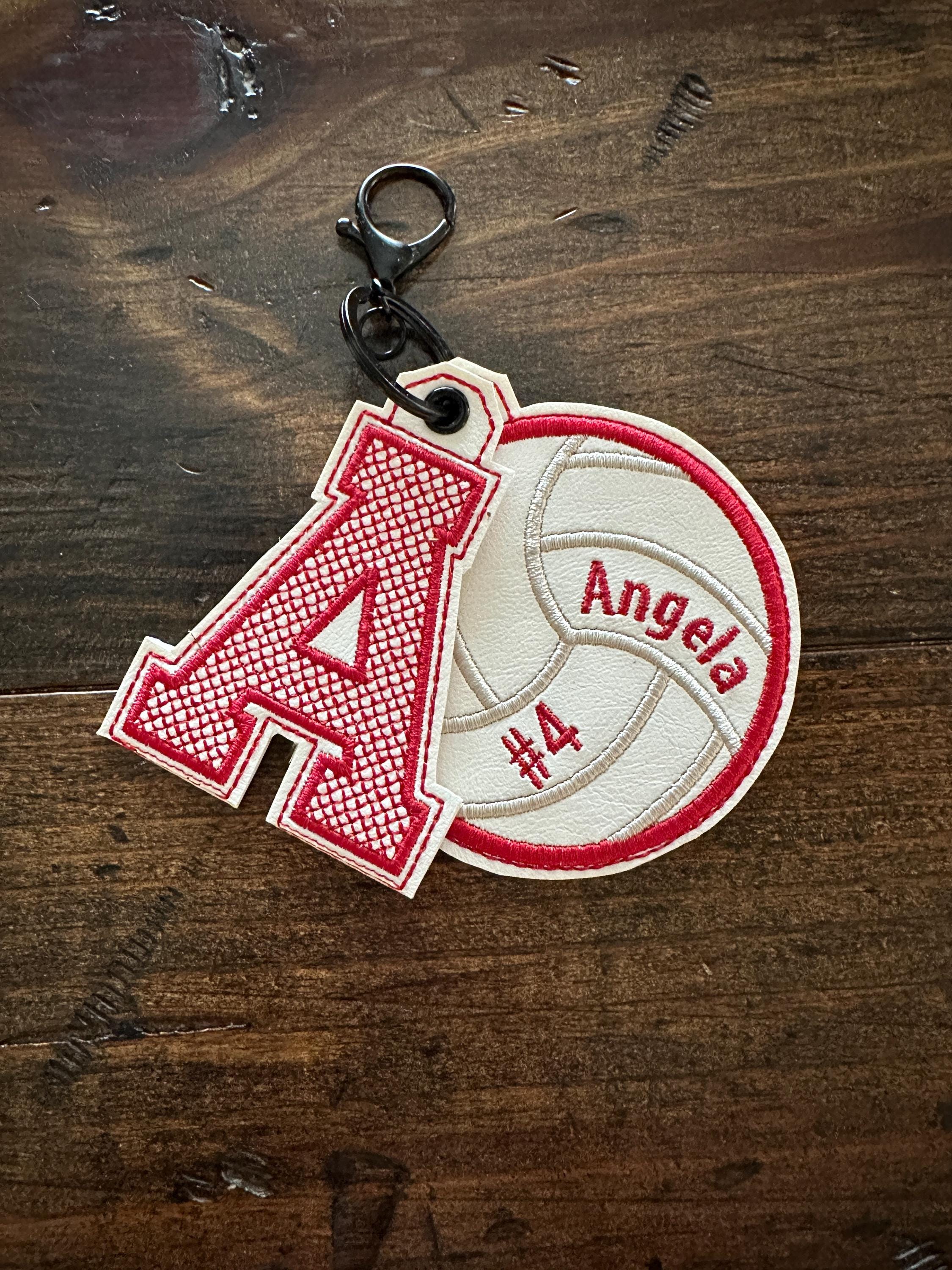 Volley Ball Key Fob With Initial | Volleyball Key Chain | Bag Tag ...