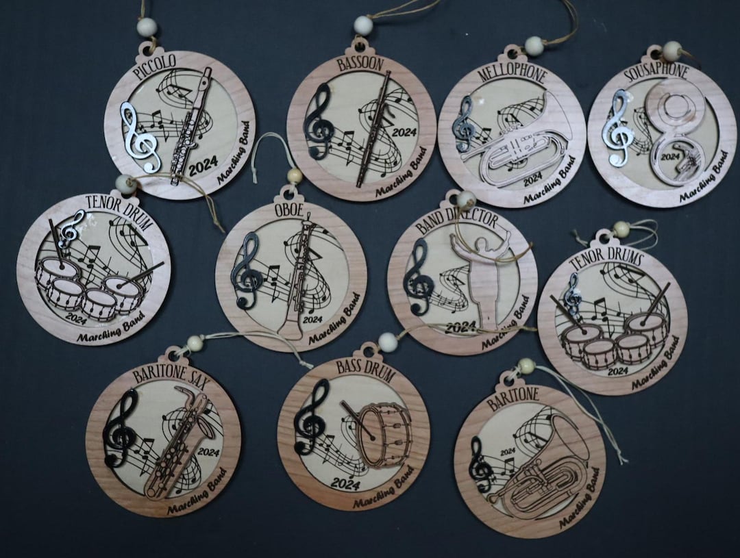 SVG Laser Files: Marching Band Ornaments Bundle of 10, Instruments ...