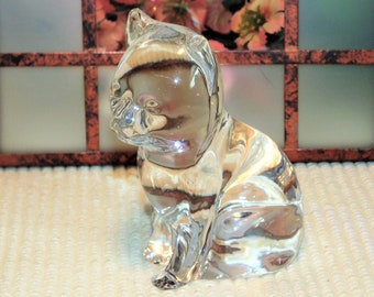 Clear Glass Cat Figurine - Etsy