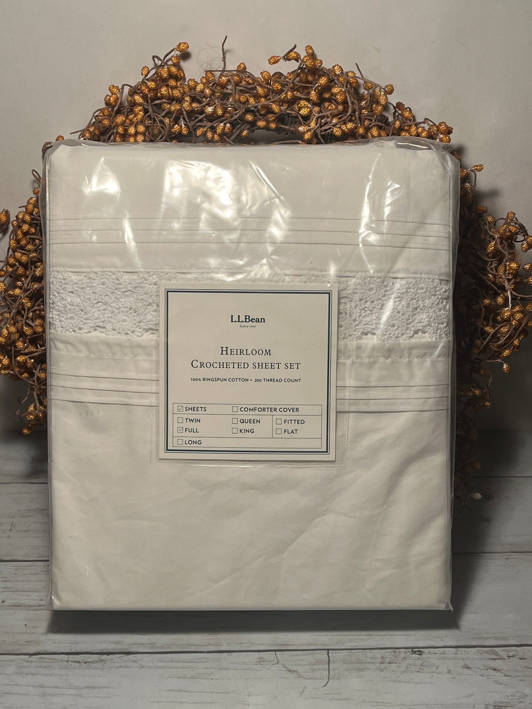 L.L. Bean Heirloom Crocheted Sheet Set, Full Size Set, White 200 Thread ...